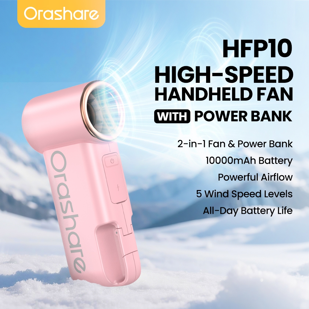Orashare HFP10 Handheld Fan 10000mAh Rechargeable High Speed Fan With ...
