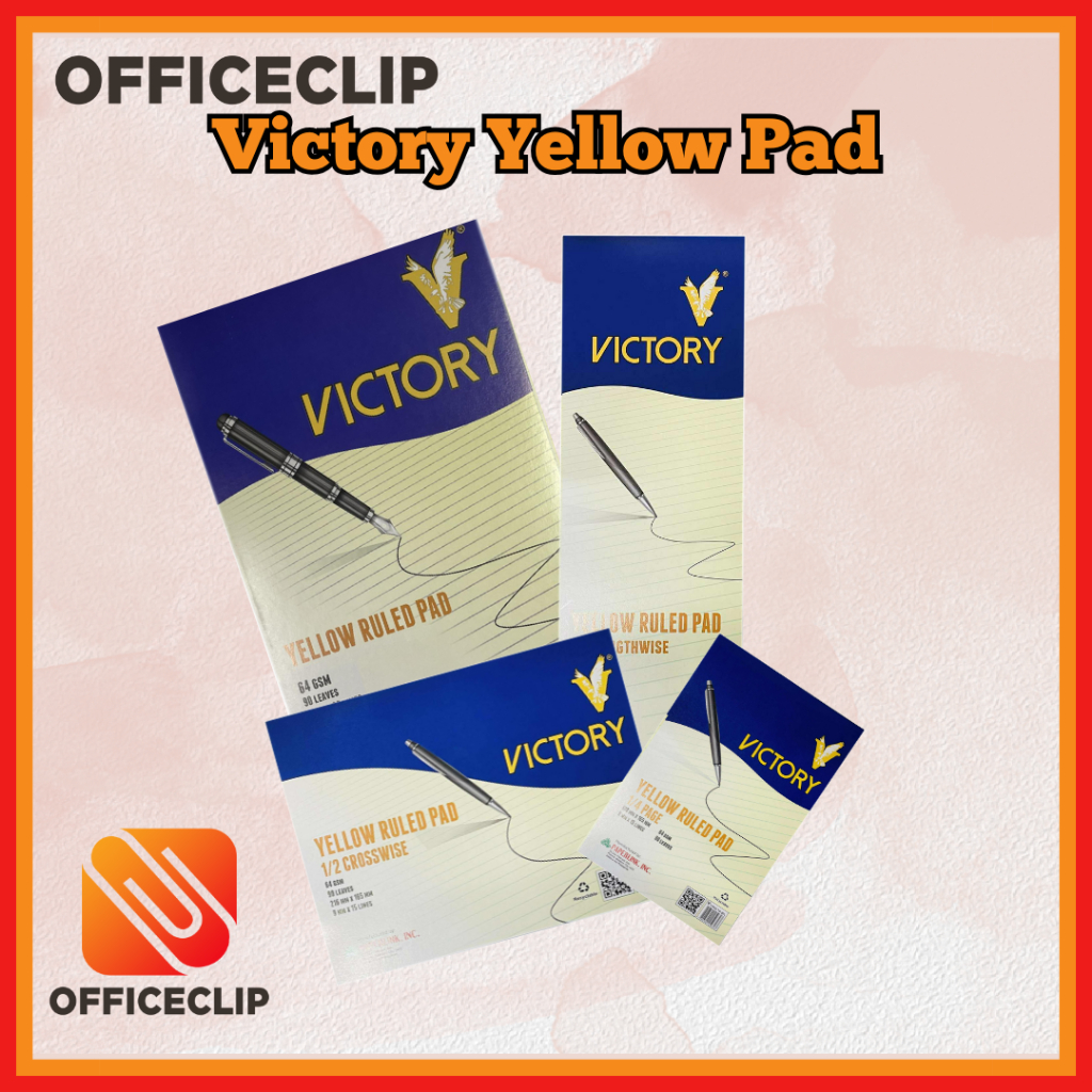Office Clip Victory Yellow Pad 80lvs - Smooth Writing Pad | Shopee ...