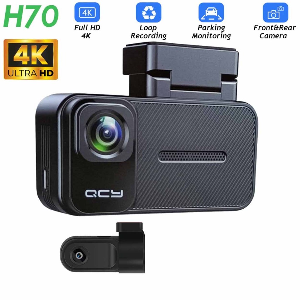 QCY H70 3" IPS HD Screen 4K+2K Full HD Dash Camera Streaming Media Dual Camera Front and Rear ...