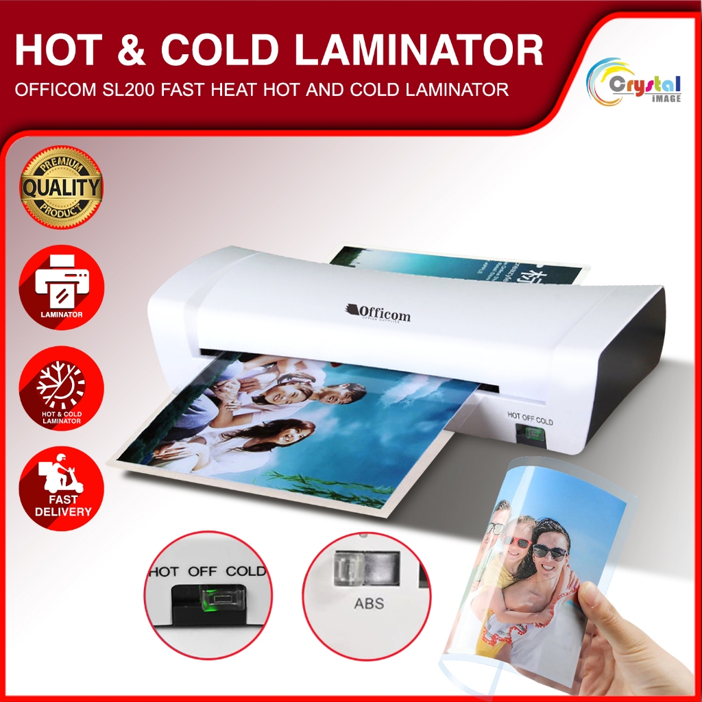 OFFICOM SL200 Laminator A4 Hot and Cold Laminating Machine | Compact ...
