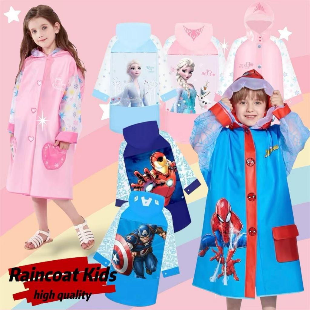 BINLU Spiderman Cartoon Character Makapal Kapote for Kids Waterproof ...