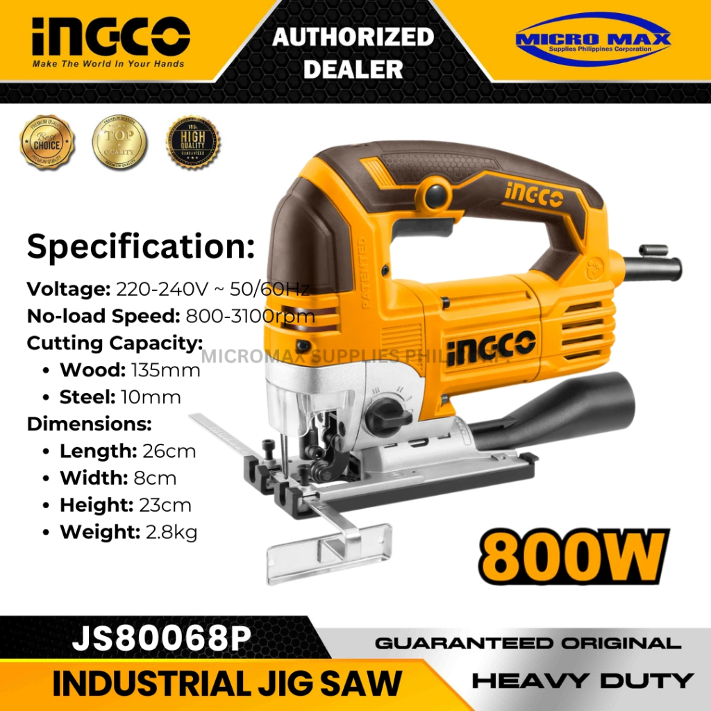 INGCO (JS80068P) Industrial Jig Saw 800W | Shopee Philippines