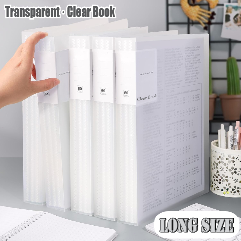 Clear Book Long File Folder Paper Organizers 30/60/80/100Pockets ...
