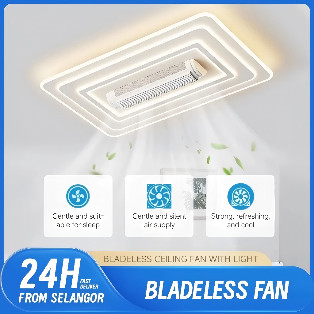 Bladeless Ceiling Fan with Light,Flush Mount Ceiling Lamp,Remote ...