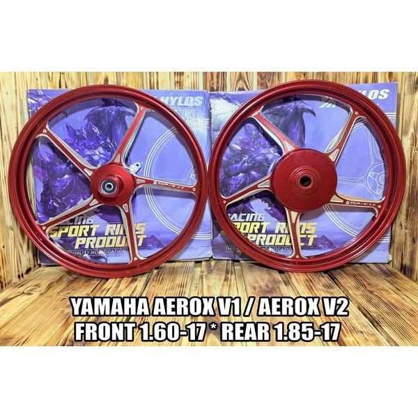 MIOLS3 BRAND NEW HYLOS CNC MAGS 17s 5 SPOKES YAMAHA AEROX V1 / AEROX V2 (100% MADE IN MALAYSIA ...
