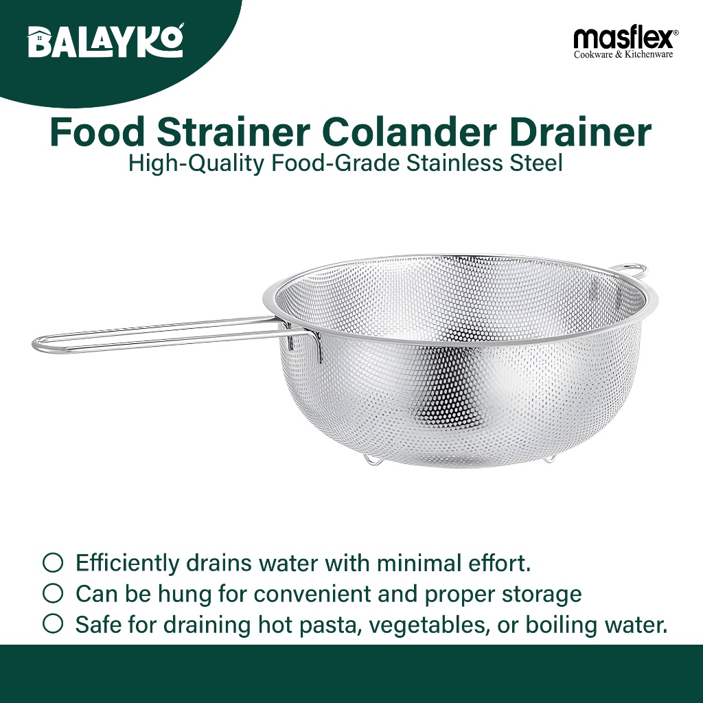 Balayko l Masflex Food Strainer Grade Stainless Steel Colander Drainer ...