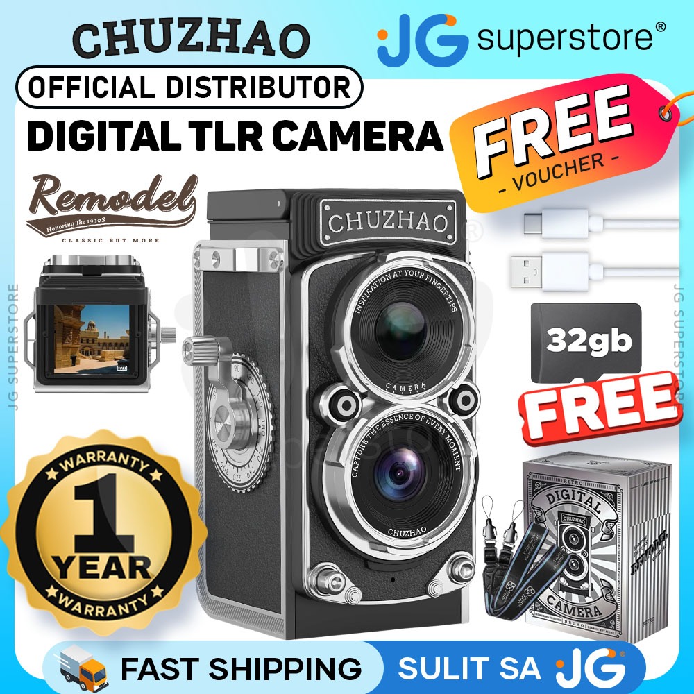 CHUZHAO Digital 12MP TLR Retro Style Vintage Toy Camera 32GB 1080p FHD ...