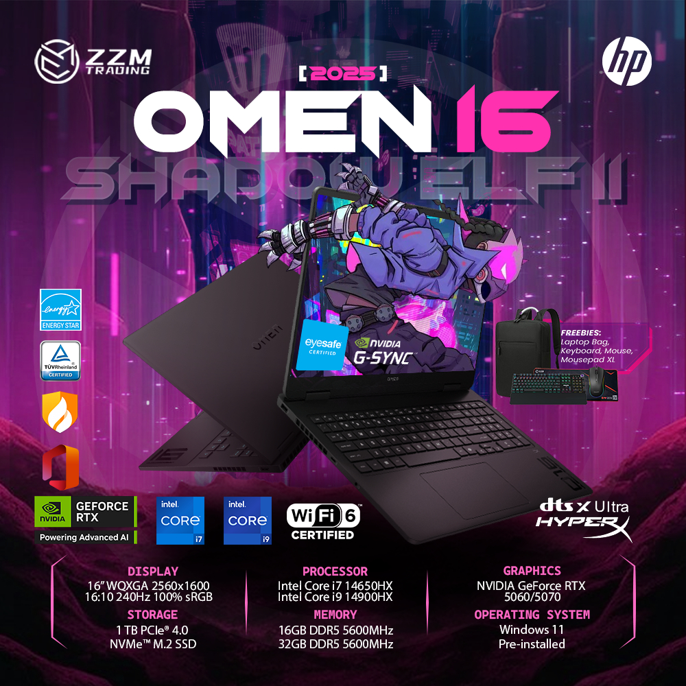 HP OMEN 16 Shadow Elf 11 16" 2.5K i7/i9 RTX 5060/70 16GB/32GB DDR5 1TB ...