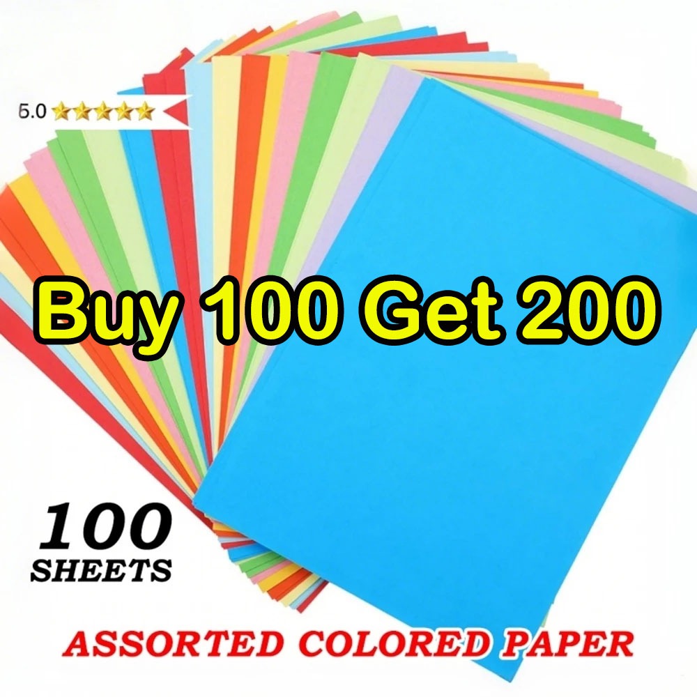 Colored Paper Assorted A4 Copy Paper 100 Sheets Origami Paper Crafting ...