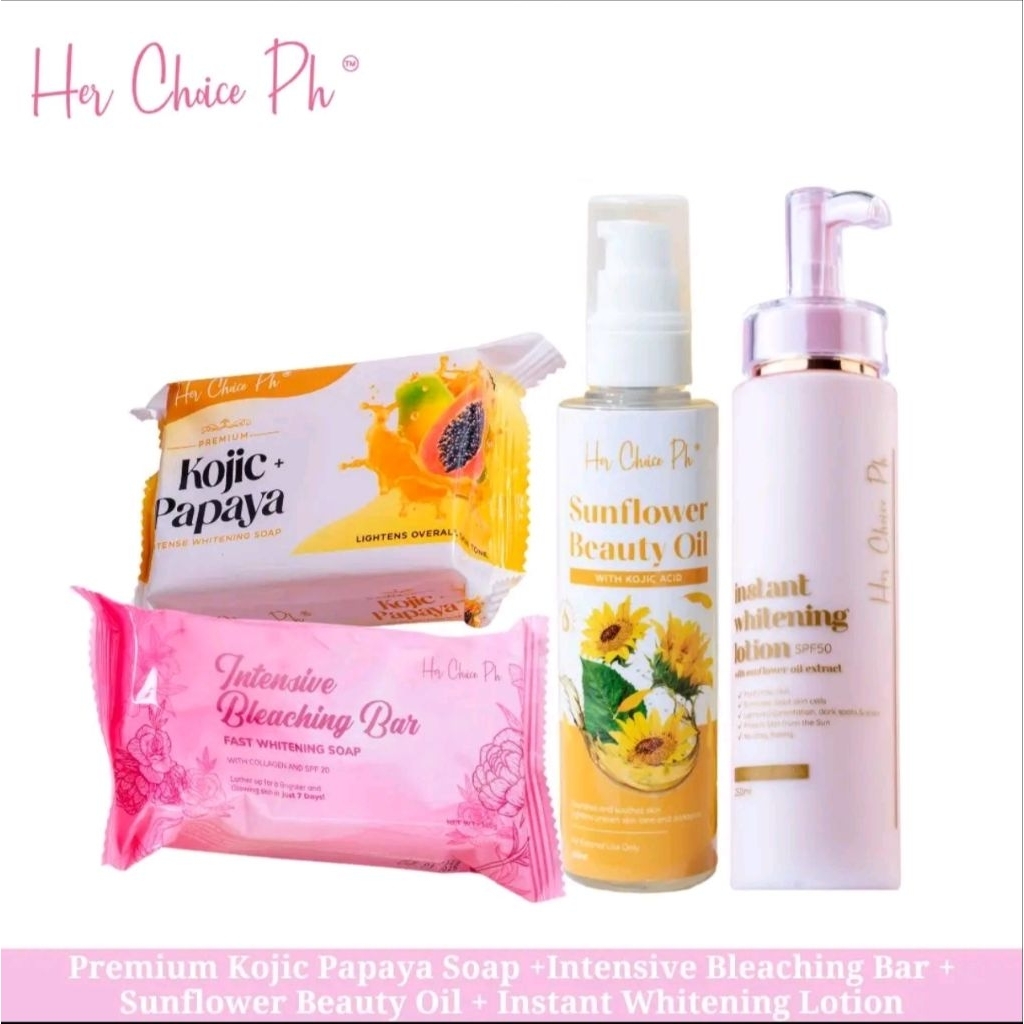SET C with IBB( IBB+Kojic Soap+Sunflower oil+Instant Whitening Lotion ...