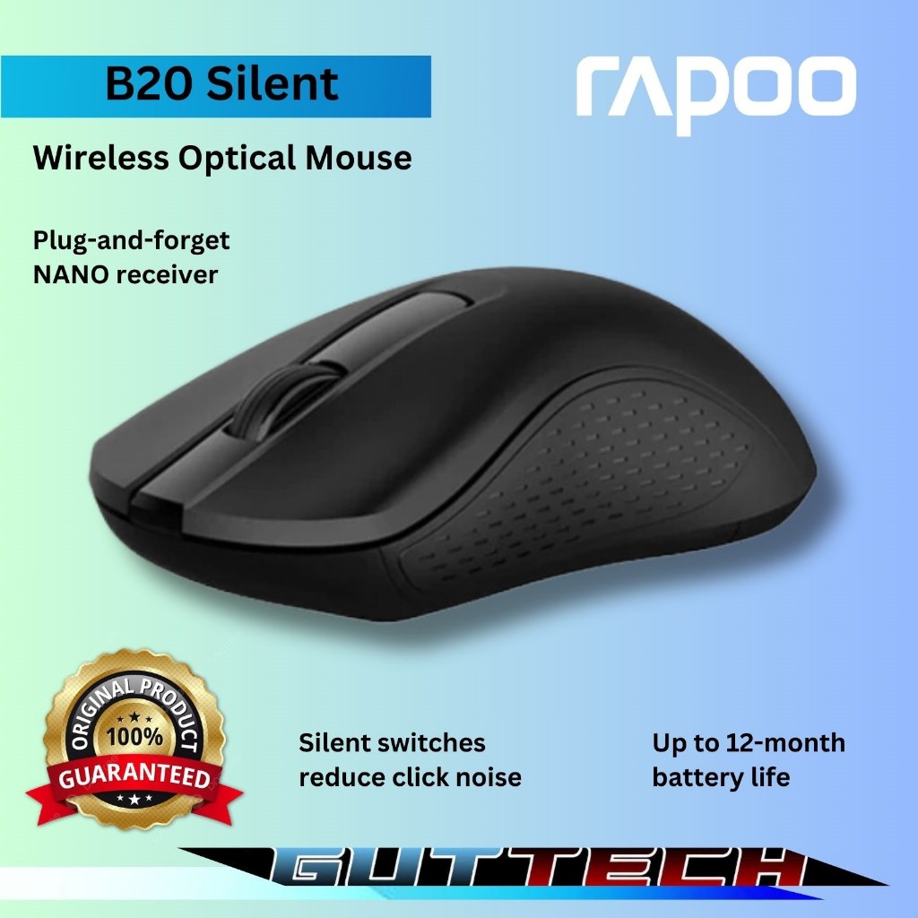 Rapoo B20 Wireless Optical Mouse Black | Shopee Philippines