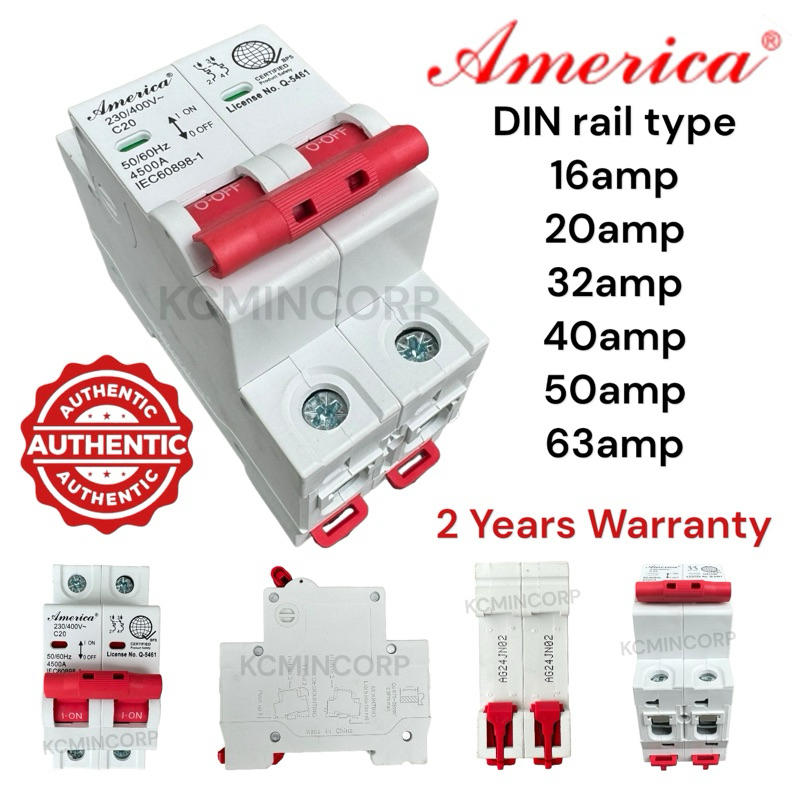 America DIN rail type 16a, 20a, 32a, 40a, 50a, 63a 2pole (miniature ...