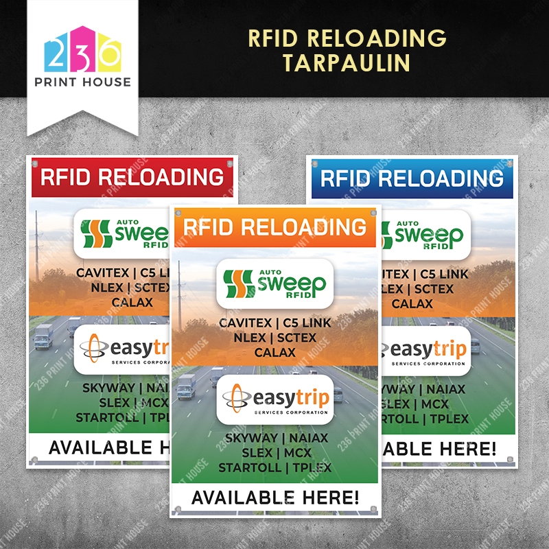 PORTRAIT RFID RELOADING Tarpaulin Banner • FREE Eyelets • Auto Sweep ...
