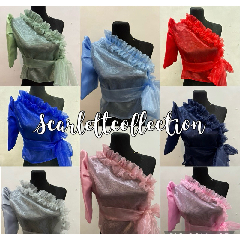 One sided Top Filipiniana-Organza (Adjustable Fit small to XL) | Shopee ...