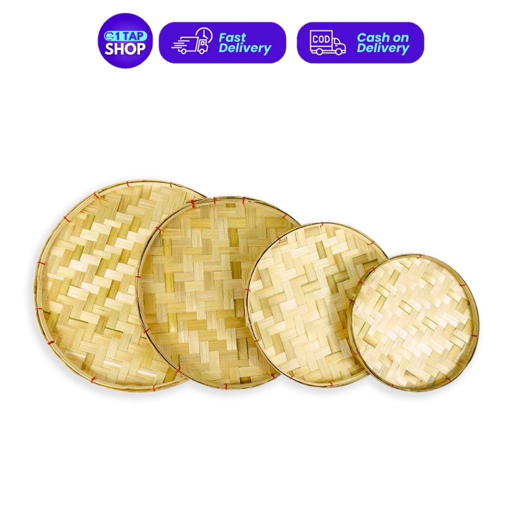 1Tap Bilao Multipurpose Round Tray for Food Storage Reusable Wooden ...