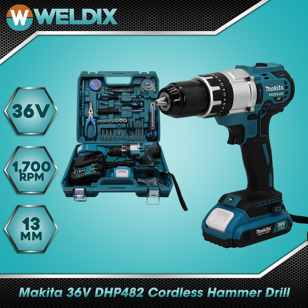 Makita DHP482 36V Cordless Hammer Drill SET | Shopee Philippines