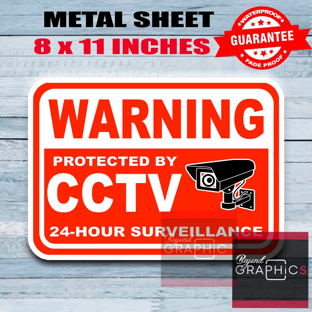 BG CCTV Protected By Warning Sign PVC Sticker Metal Sheet | Shopee ...