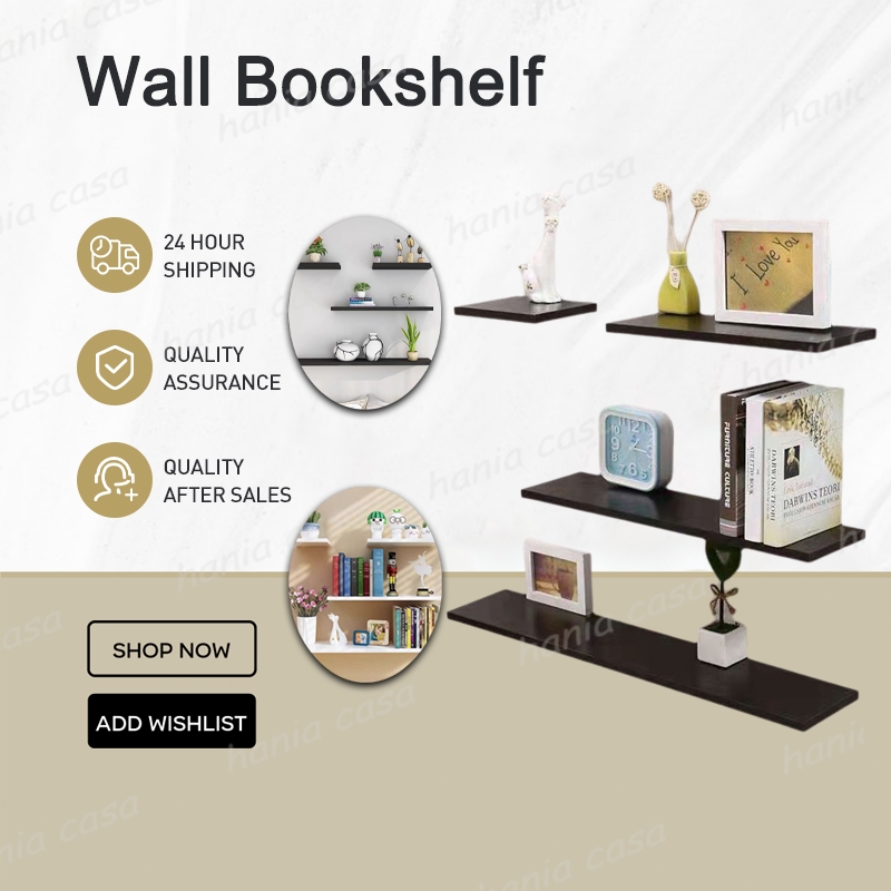 4-piece wooden display rack floating bookshelf home decoration wall ...