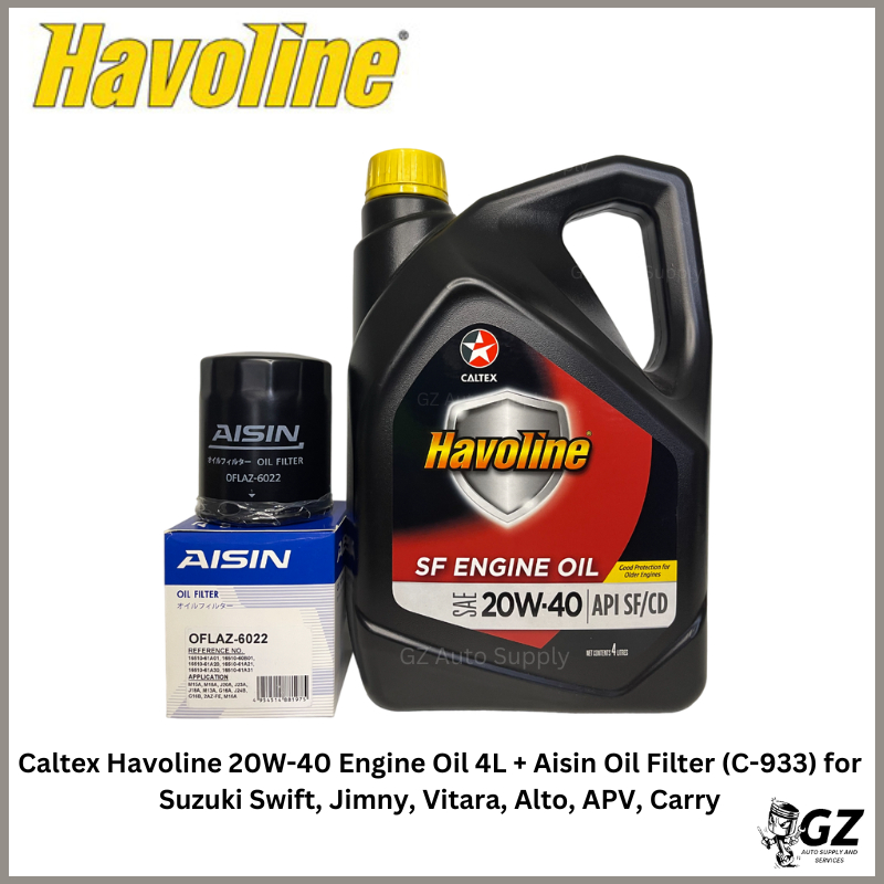 Caltex Havoline 20W-40 Engine Oil 4L + Aisin Oil Filter C-933 Suzuki ...