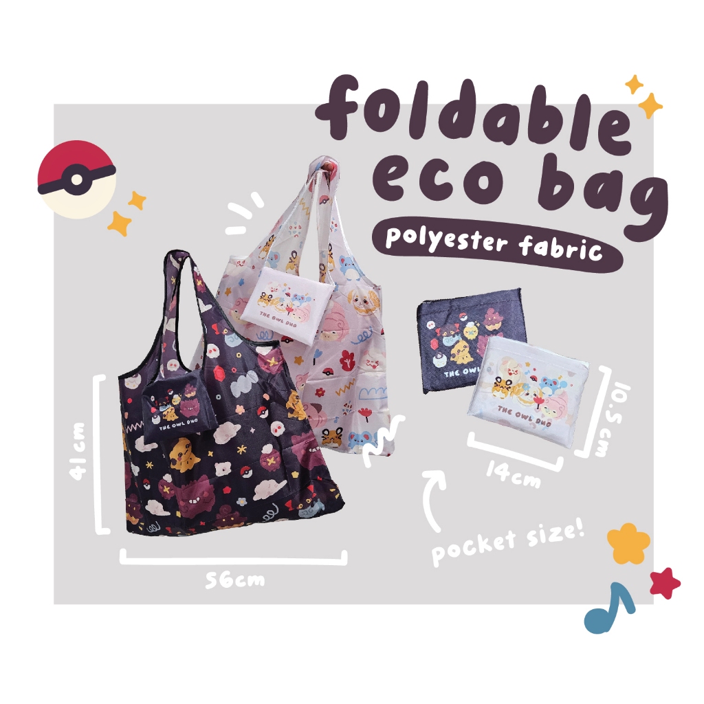 Pokemon Dark + Light Foldable Eco Bag / Grocery Eco Bag / Pocket Tote Bag | Shopee Philippines