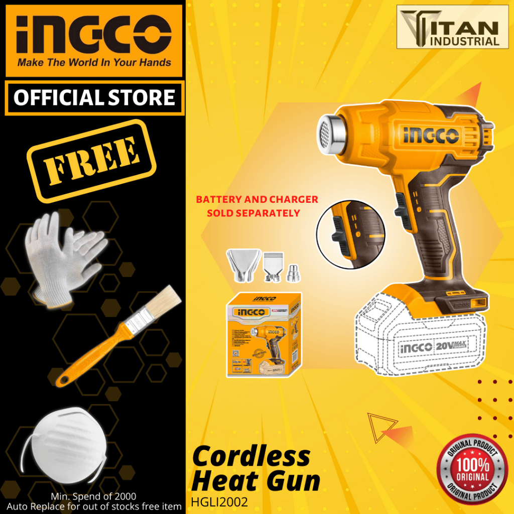 INGCO Cordless Heat Gun HGLI2002 • Tm ss | Shopee Philippines
