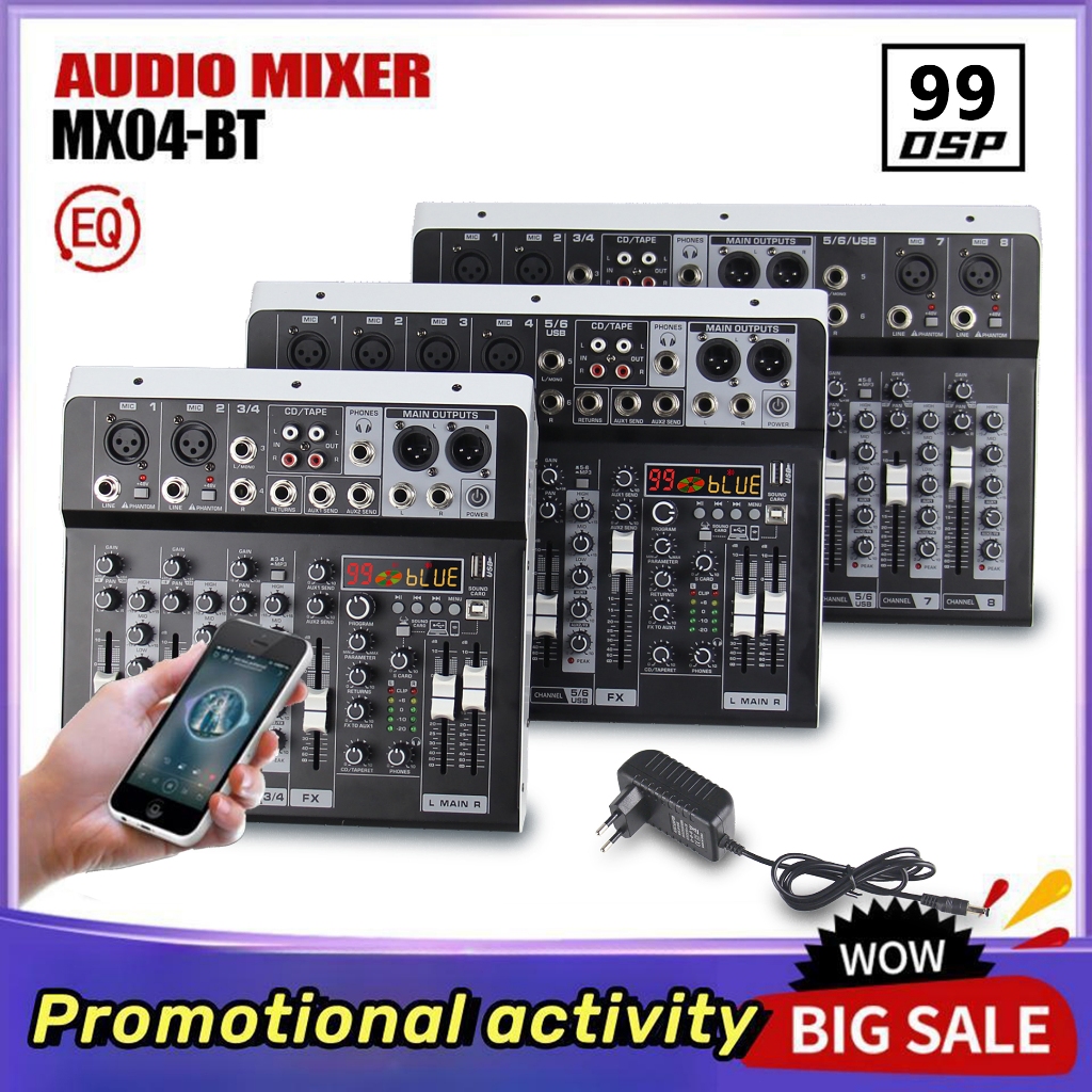 MOREFAND CS Series 4/6/8Channel Professional Audio Mixer Bluetooth DSP USB Mini Audio Interface ...