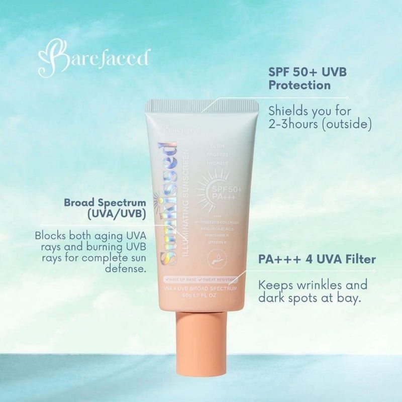 Barefaced Sunkissed Illuminating Sunscreen spf 50+++ | Shopee Philippines
