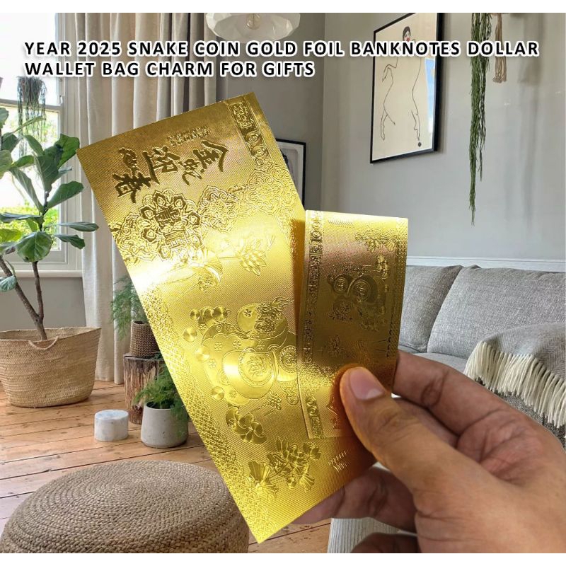 Lucky Charms Year 2025 Snake Money Gold Foil bank notes Dollar wallet ...