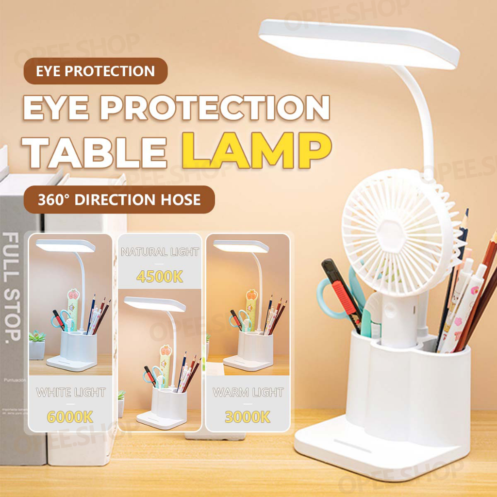 Rechargeable LED Study Light Flexible Desk Lamp With Pen Holder Dim ...