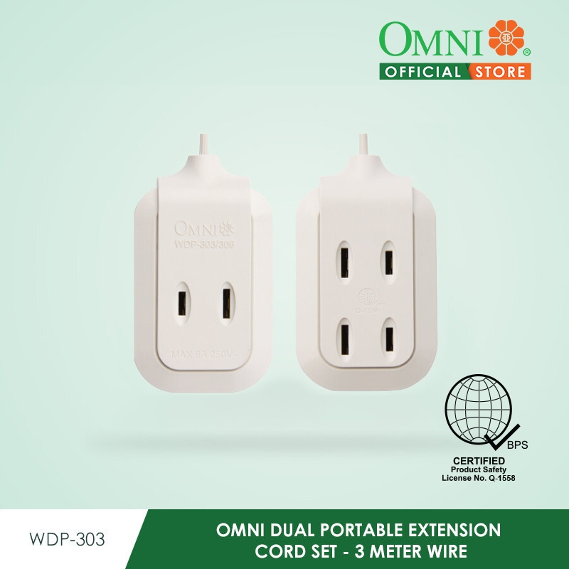 OMNI Dual Portable Extension Cord Set 3 Meter Wire - WDP-303/W | Shopee ...