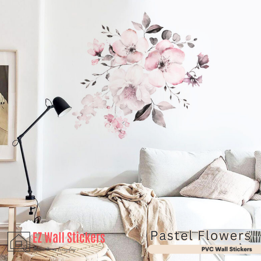 Lovely Pastel Flower Self adhesive mural wall sticker home living room ...