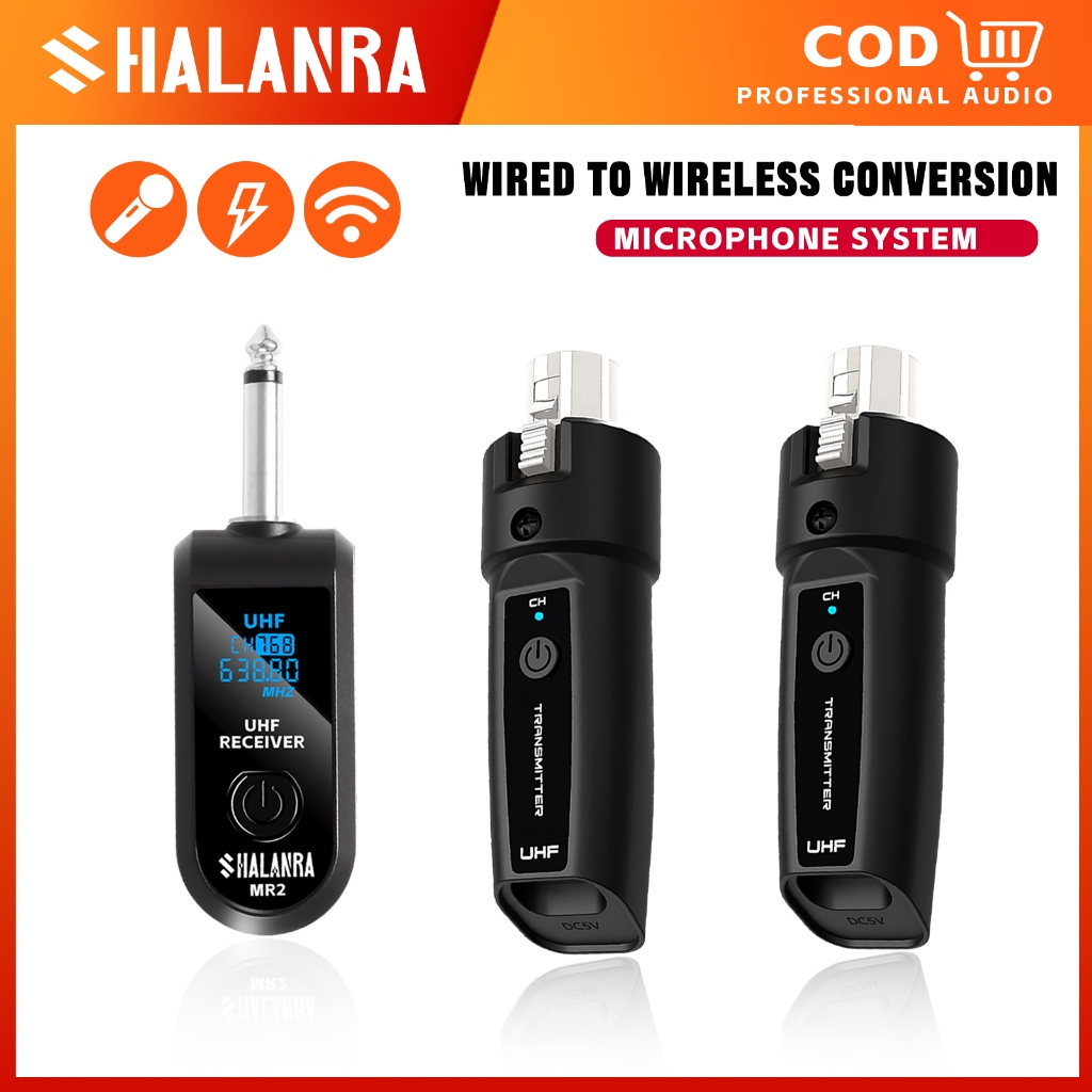 UHF Wireless Microphone Converter XLR Transmitter & Receiver Microphone ...