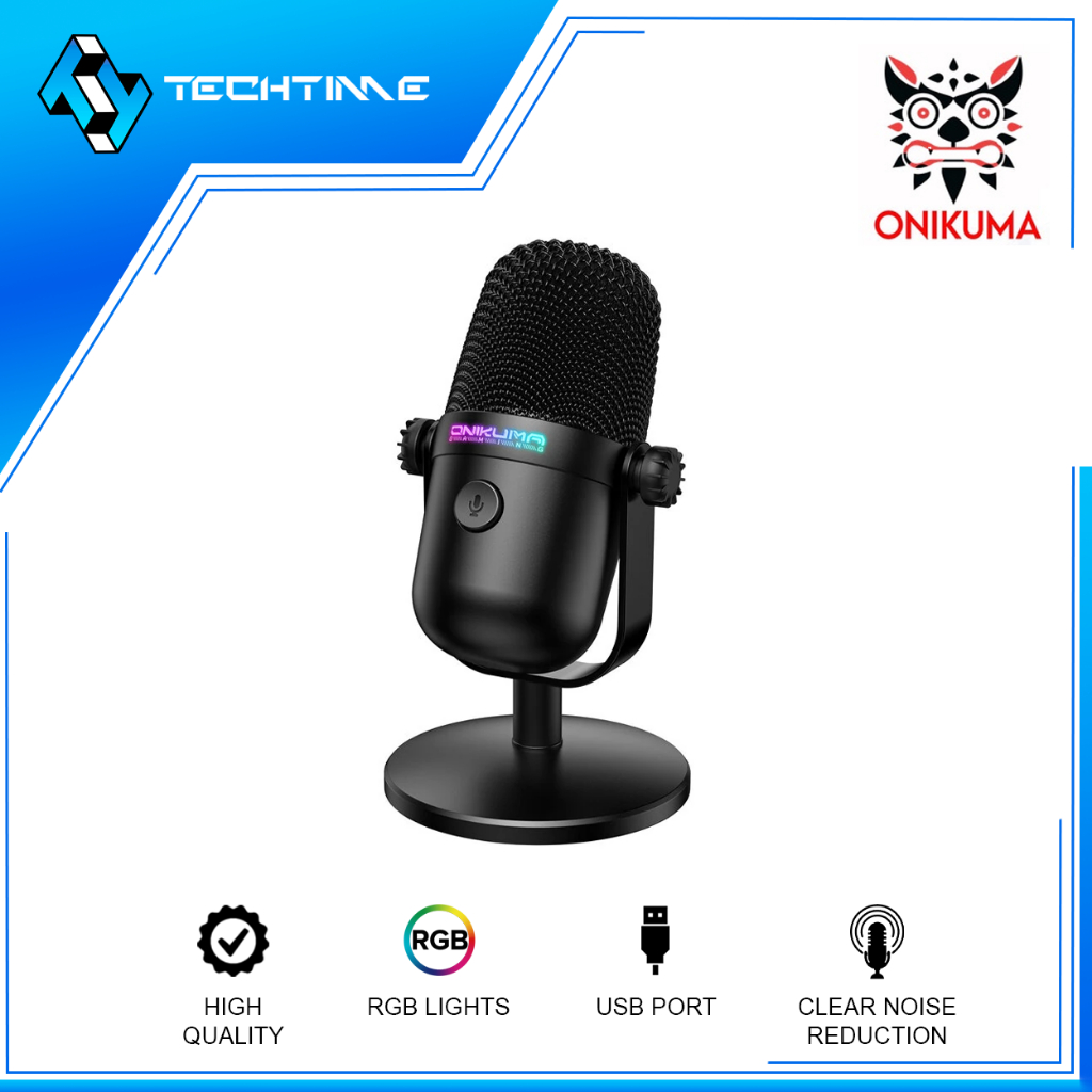 Onikuma M830 Colorful RGB USB Condenser Wired Gaming Microphone Noise Cancelling for Live ...