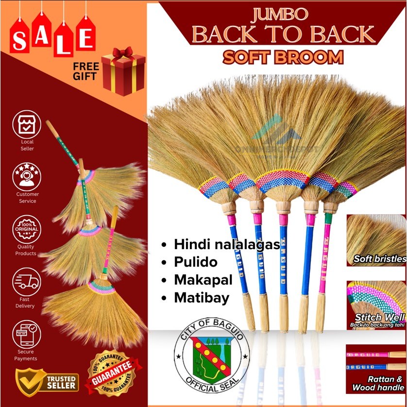 Jumbo (Back to back) Soft Broom Walis Tambo Makapal & Matibay Floor ...