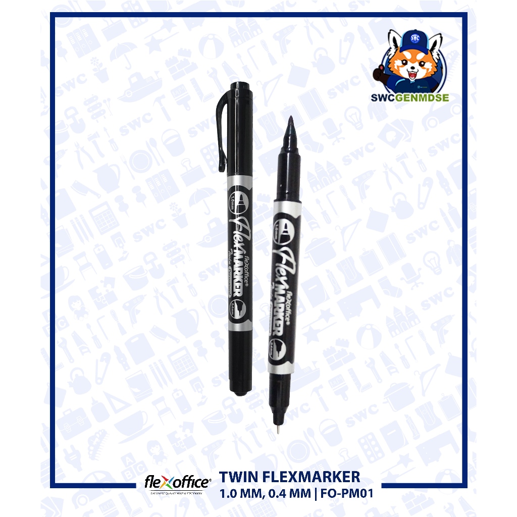 FlexOffice Twin Permanent Marker | Dual Nib FlexMarker | FO-PM01 | FO ...