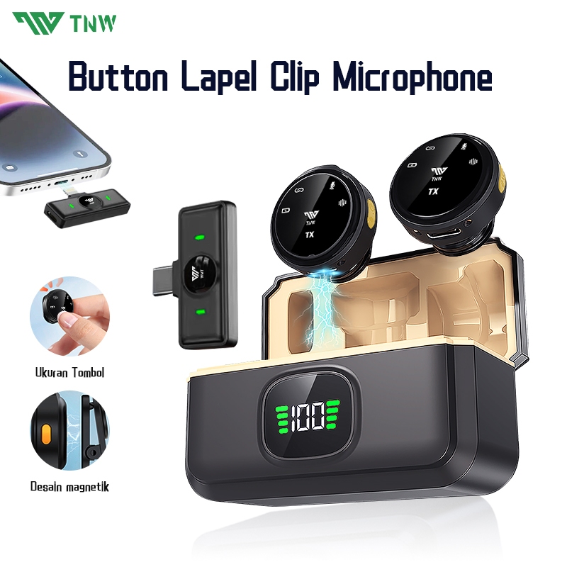 TNW A30 Lapel Microphone Wireless with charging Case Dual Lavalier Mic ...