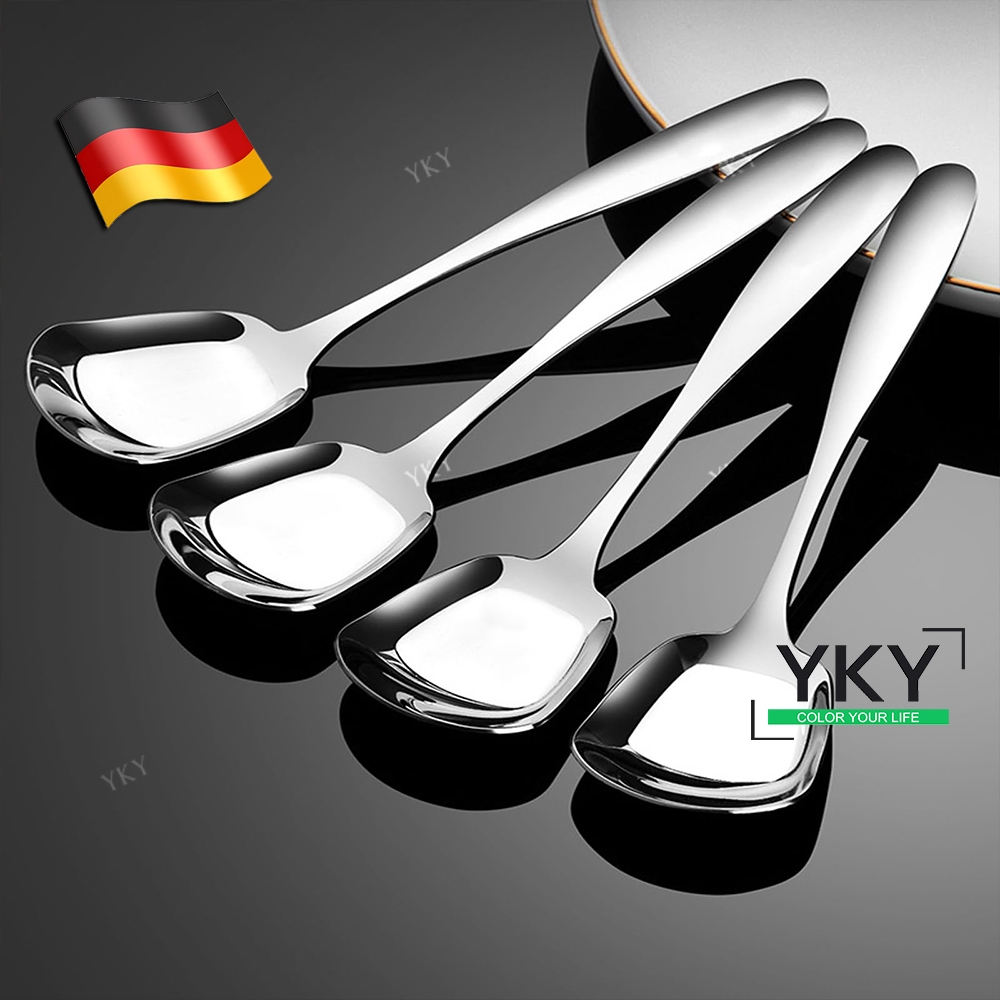 Square Flat Spoon European Style Spoon Thick Stainless Steel Spoons ...