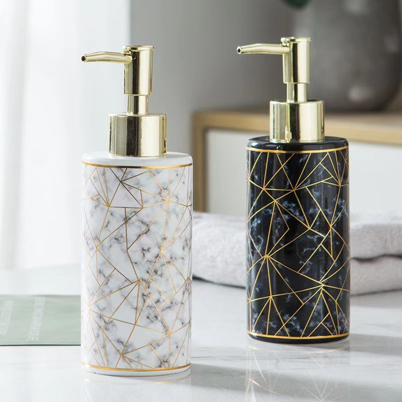 (Spot) Ocean Theme Soap Dispenser White Ceramic Lotion Bottle with ...