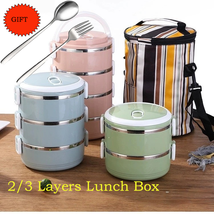 Lunch Box Insulate Box Stackable Thermal Lunch Box With Bag Stainless ...