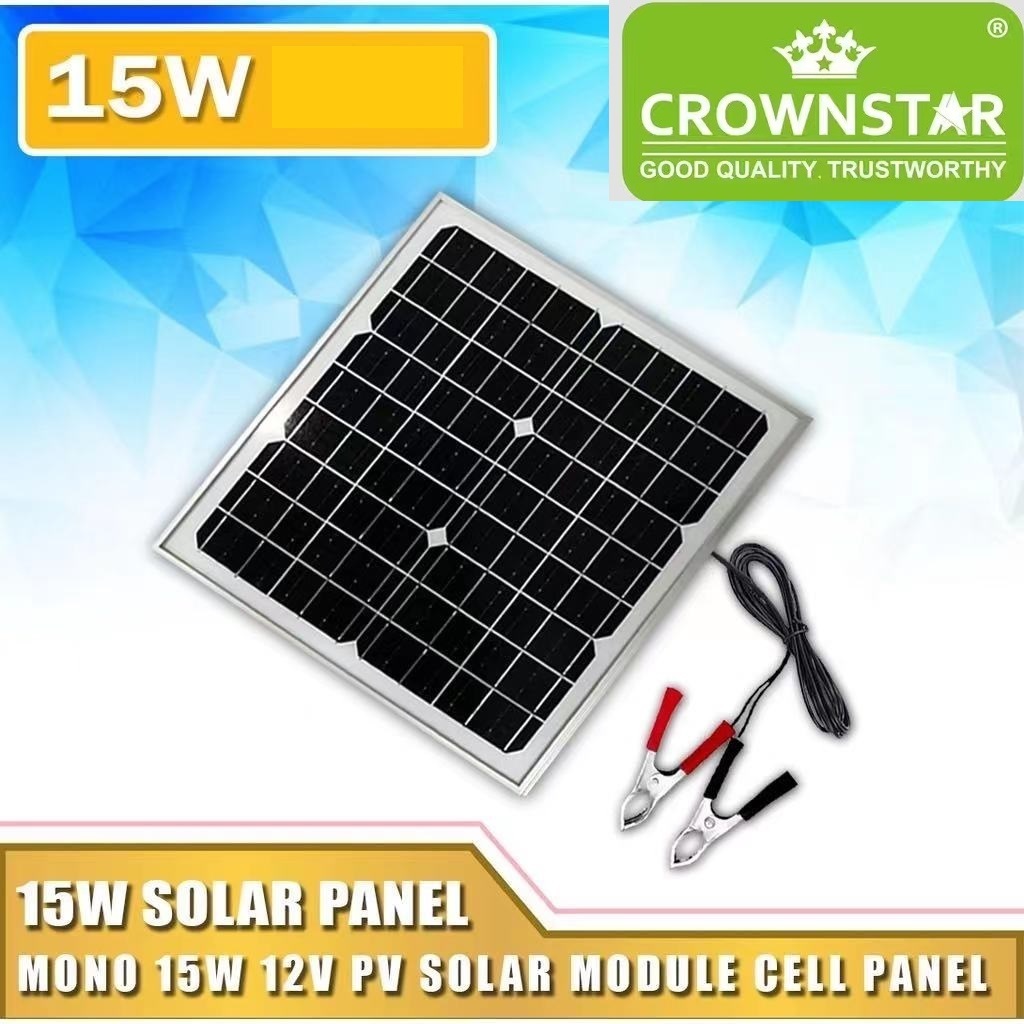 CROWMSTAR GD-1015 Monocrystalline 15W Solar Panel 12V/18 Volt Solar ...