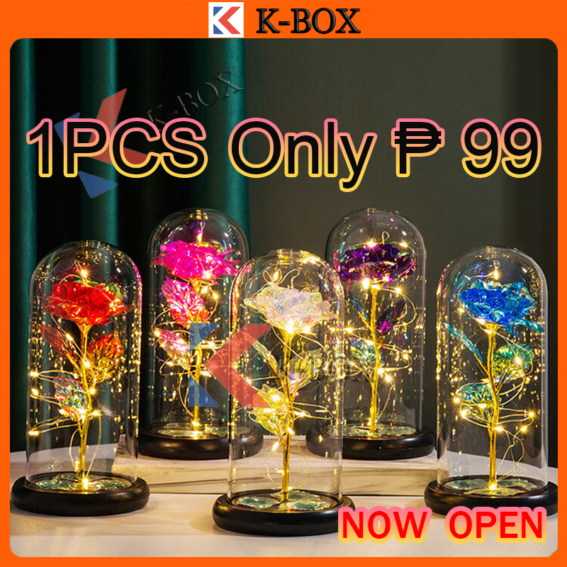 Mini Led Light Rose Artificial in Glass Dome Galaxy Rose Design as ...