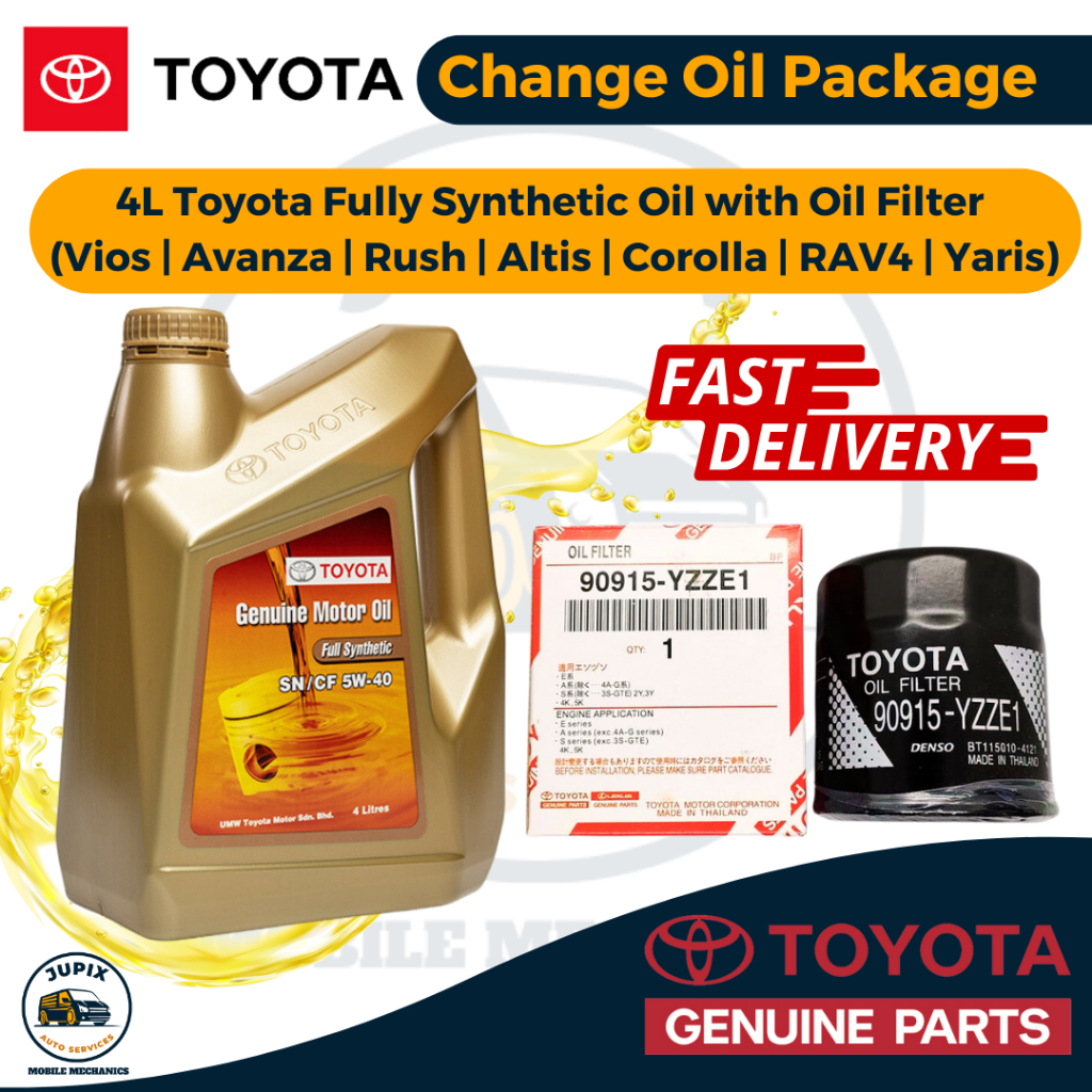 Toyota Fully Synthetic Engine Oil 5W-40 [4 Liters + Oil Filter] Oil ...