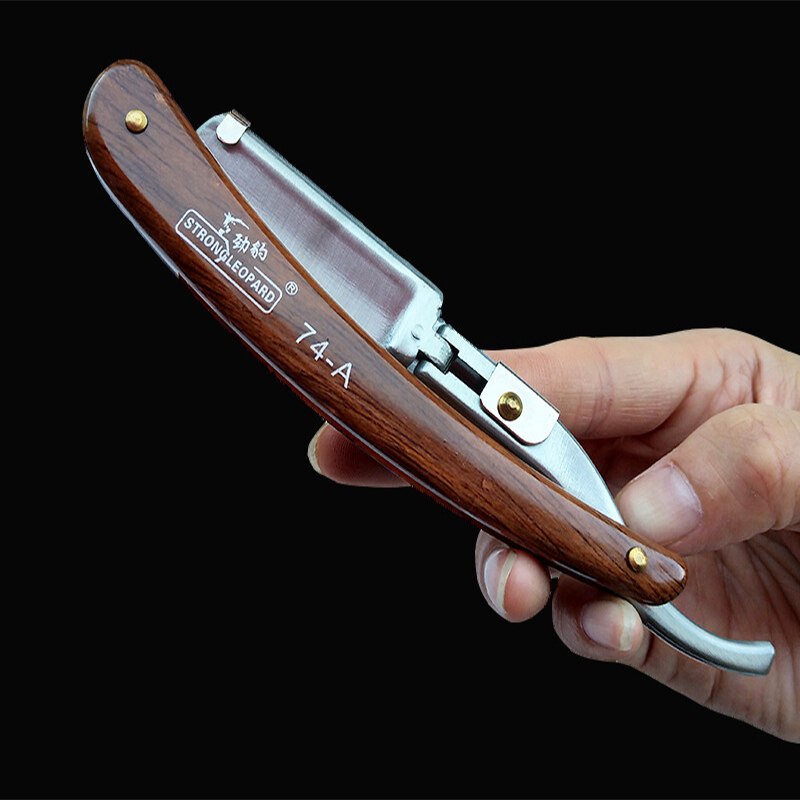 Vintage Manual Shaving Razor Wood Handle Straight Edge Barber Razor Men ...