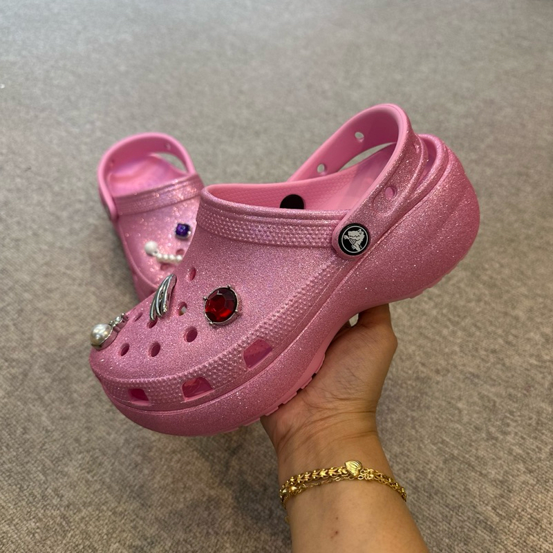 Original Crocs Platform Glitter Clog Pink | Shopee Philippines