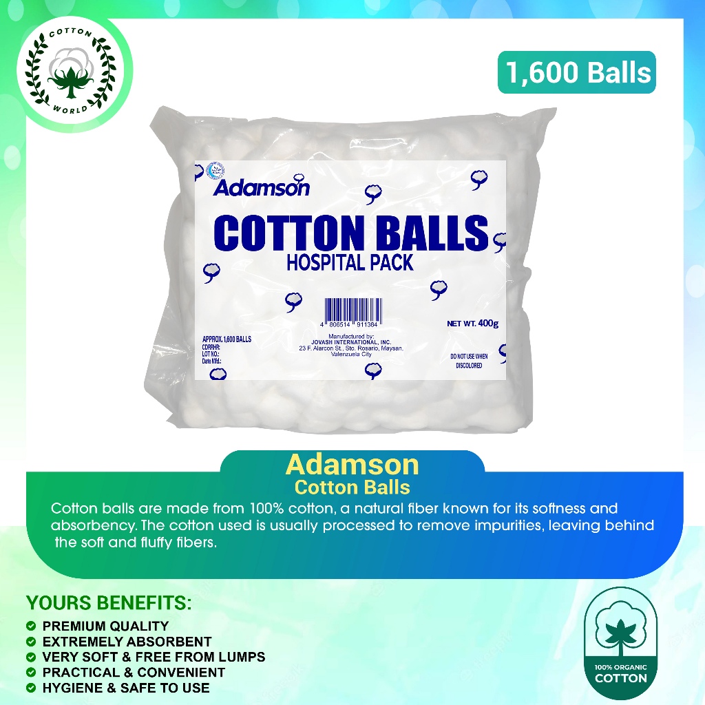 Cottons World Cotton Balls Hospital Pack 1,600's (Small Balls) | Shopee ...