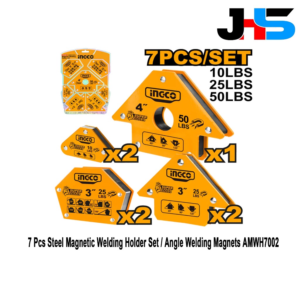 JHS ingco 7 Pcs Steel Magnetic Welding Holder Set / Angle Welding ...
