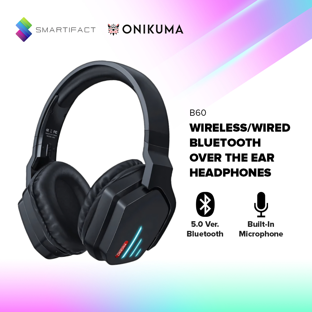 ONIKUMA B60 LED Light Bluetooth Gaming Headset with Microphone Over ...