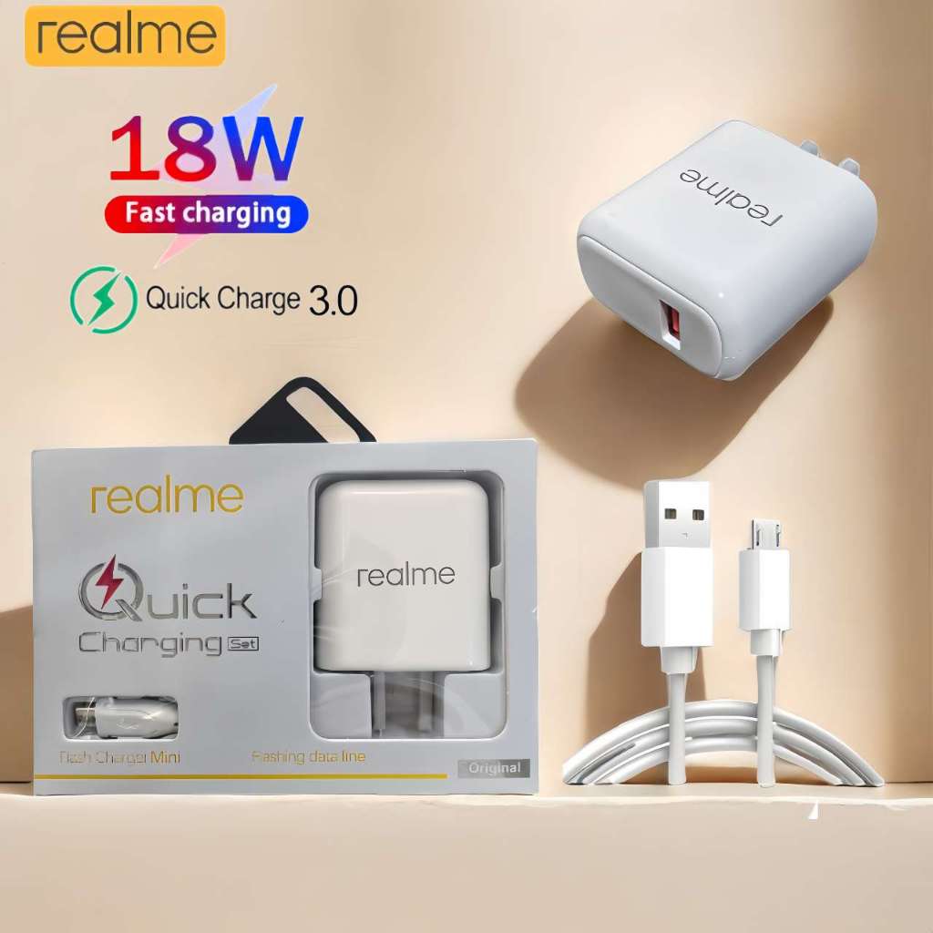 JX091 Realme 18w Travel Charger Fast Charging 5V/3A Adapter With Micro ...