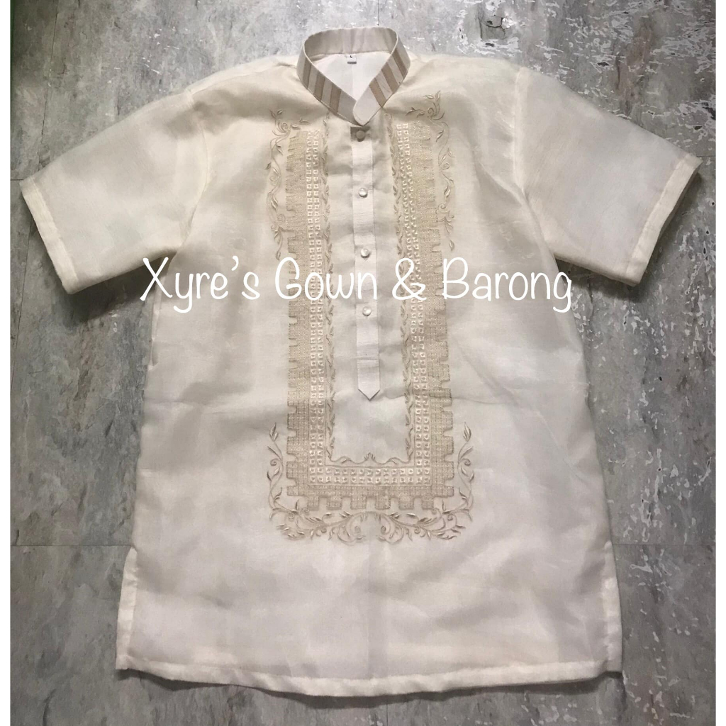 Cream Polo Barong with Lining/ Piña Organza/ Not Shiny- Direct Tahian ...