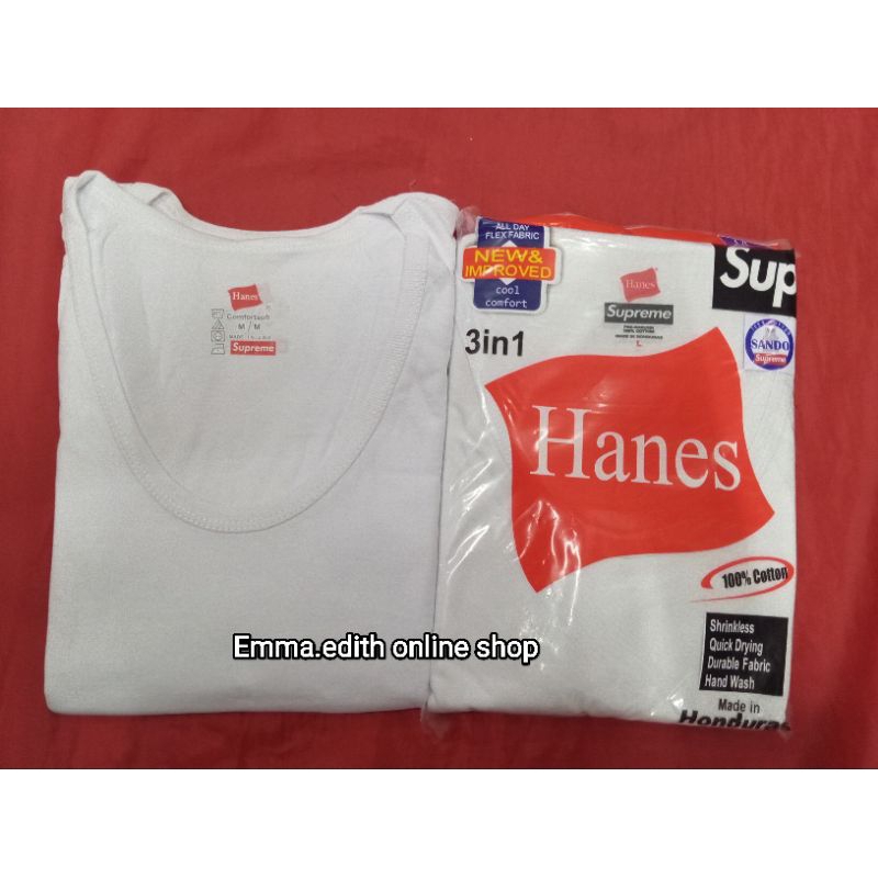3in1 Hanes sando White for men's adult 100%pure cotton Xssmlxl2xl ...